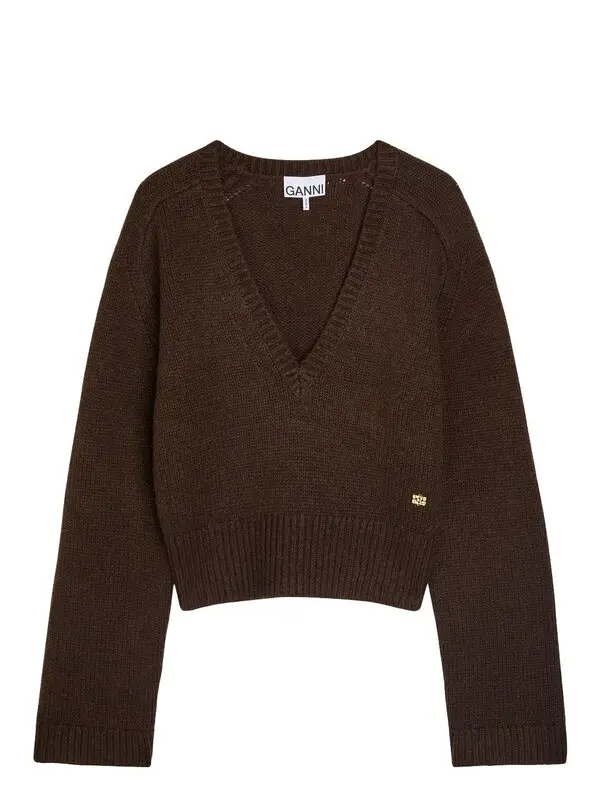 GANNI Wool-blend Jumper - Dark Brown