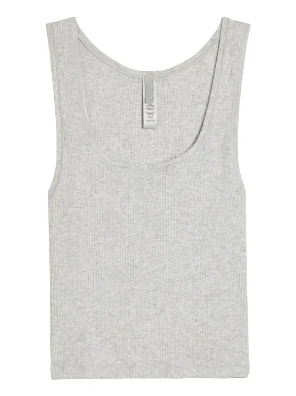 SKIMS Ribbed Stretch-cotton Tank - Light Grey