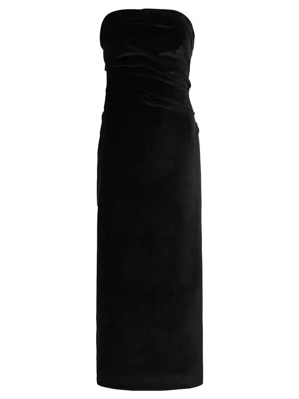 Tove Sabella Draped Velvet Midi Dress - Black