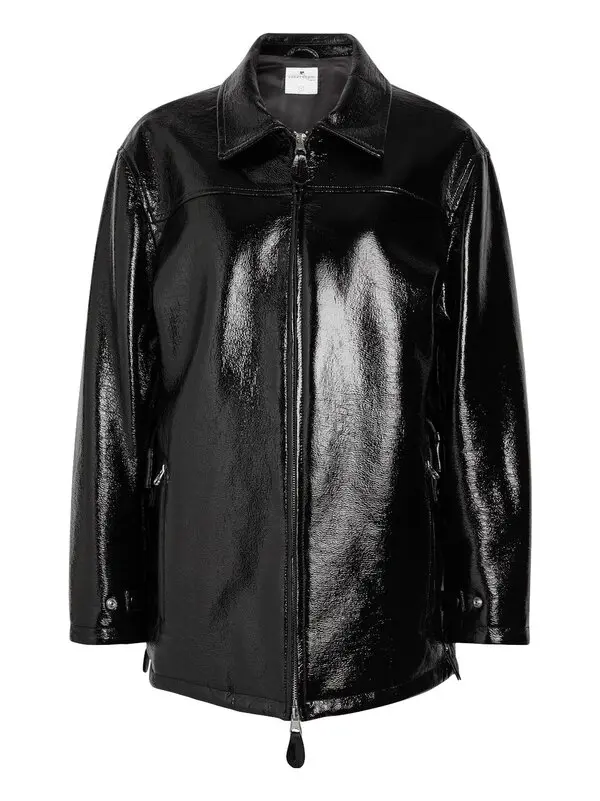 COURREGES Quilted Faux Patent Leather Jacket - Black