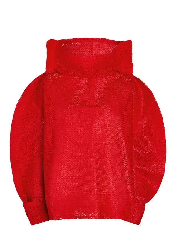 Issey Miyake Panini Draped Wool-blend Top - Red