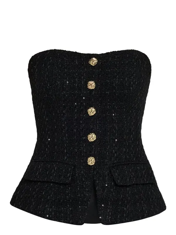 Generation Love Quinn Strapless Tweed Vest - Black