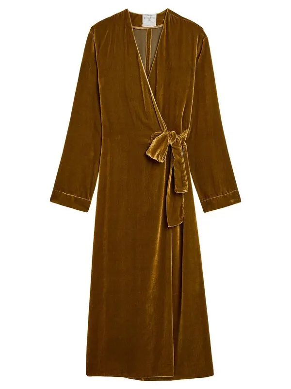 FORTE_FORTE Velvet Midi Wrap Dress - Gold