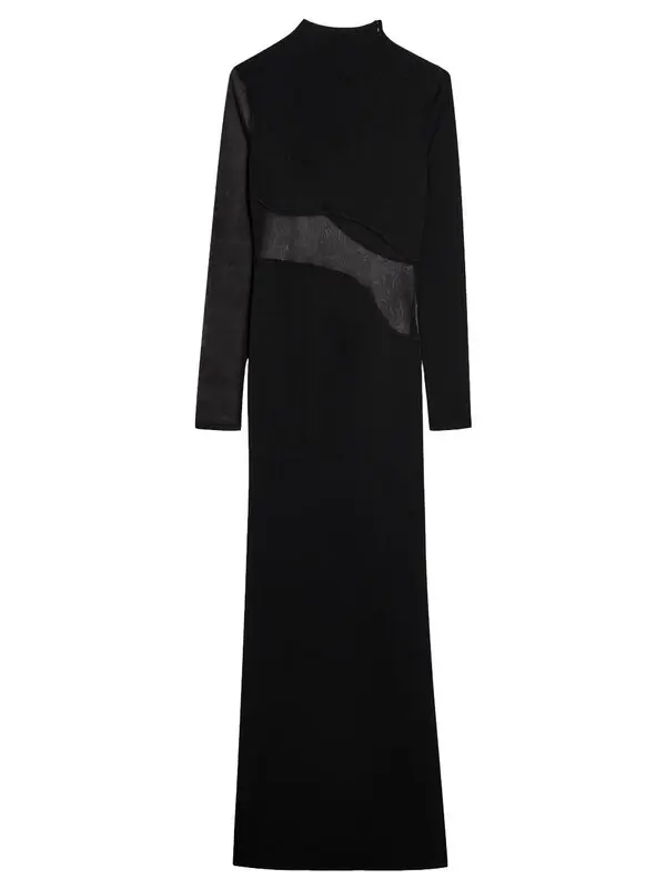 Alaïa Paneled Mesh Maxi Dress - Black
