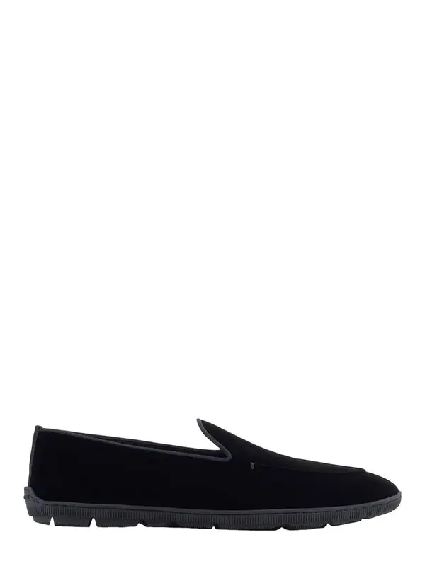 Giorgio Armani Velvet Rubber-sole Loafers - Solid Black