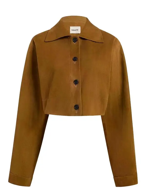 Khaite Sue Suede Cropped Jacket - Brown