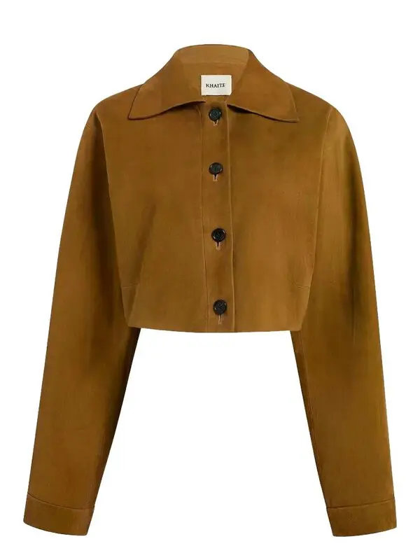Khaite Sue Suede Cropped Jacket - Brown