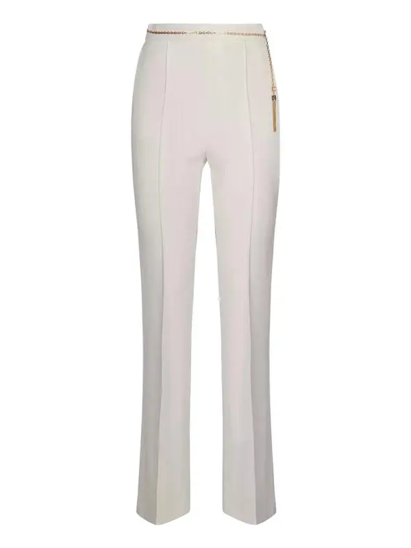Elisabetta Franchi Chain Tassel Crêpe Trousers - White