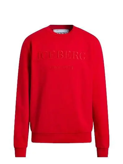 Iceberg Cotton Sweatshirt With Appliqués And Embroidered Logo - Red