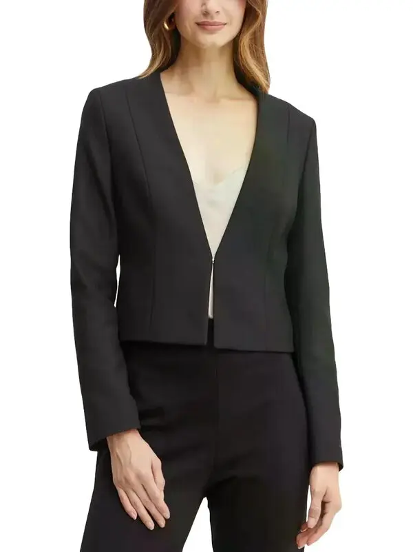 BOSS Cropped V-neck Jacket - Black