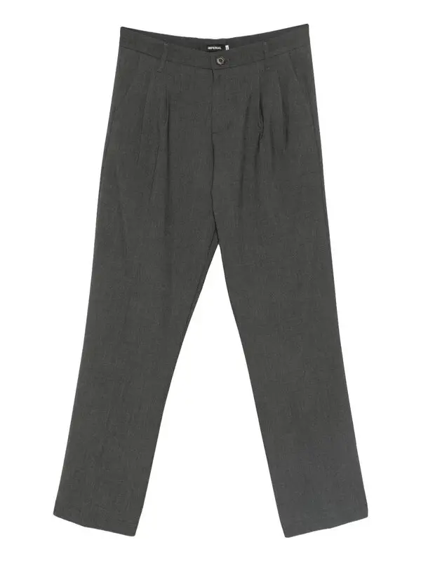 Imperial Pleated Straight Leg Pants - Grey