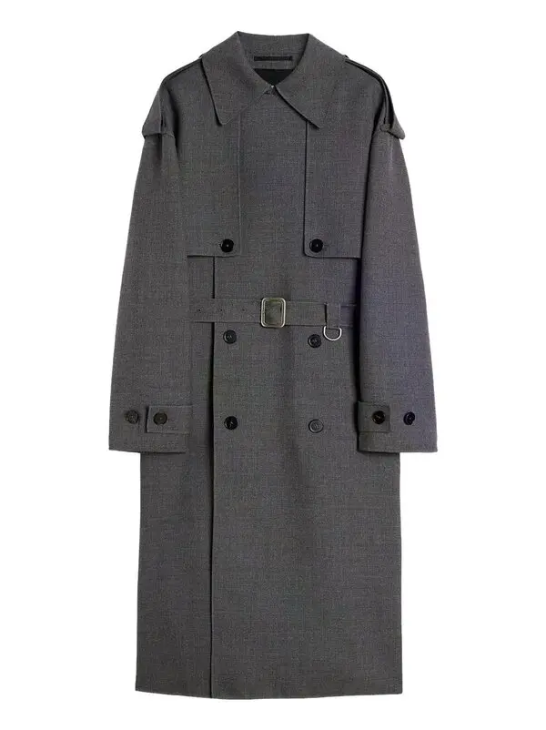 JIL SANDER Double-breasted Belted Coat - Grey