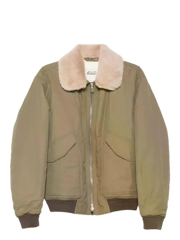 VALSTAR Faux-fur Collar Bomber Jacket - Green