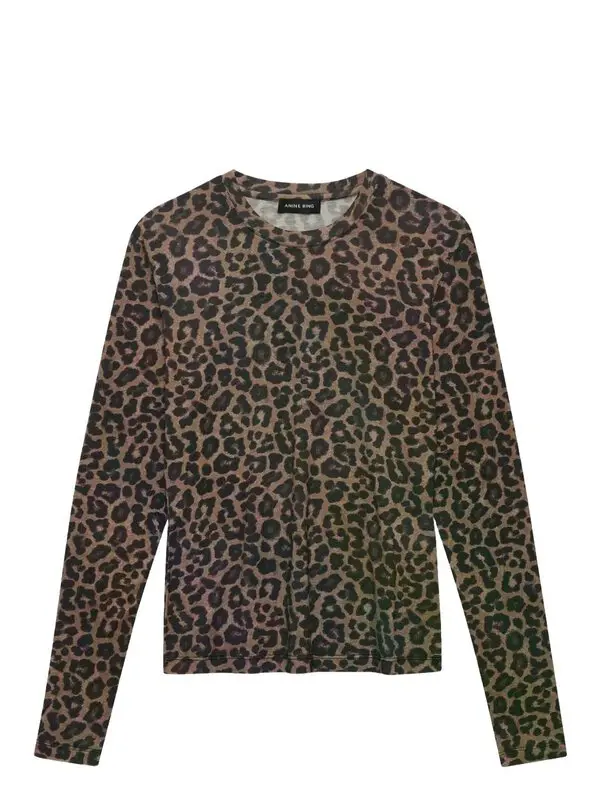 ANINE BING Long-sleeve Leopard-print T-shirt - Brown