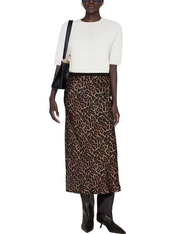 ANINE BING Animal-print Silk Skirt - Brown