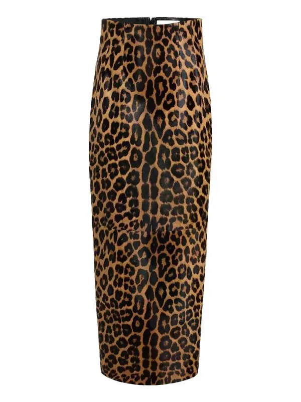 Khaite Leopard Print Slit Maxi Skirt - Brown