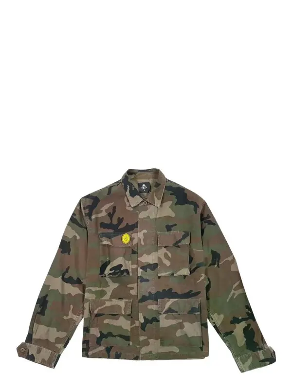 WARREN LOTAS Camouflage-pattern Multiple-patches Overshirt - Green