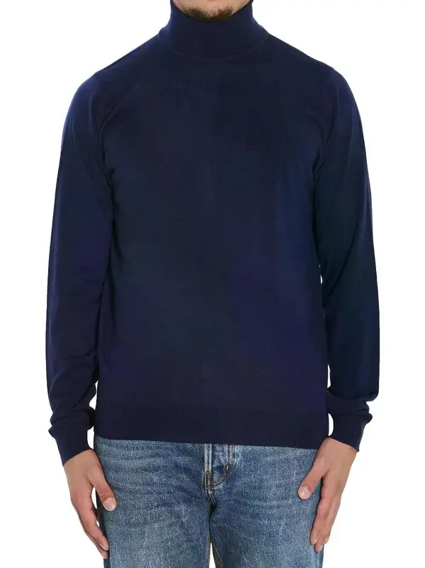 John Smedley Cherwell Ribbed Turtleneck Sweater - Blue