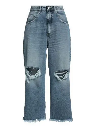 ICON DENIM LA Fringed Hem Jeans - Blue