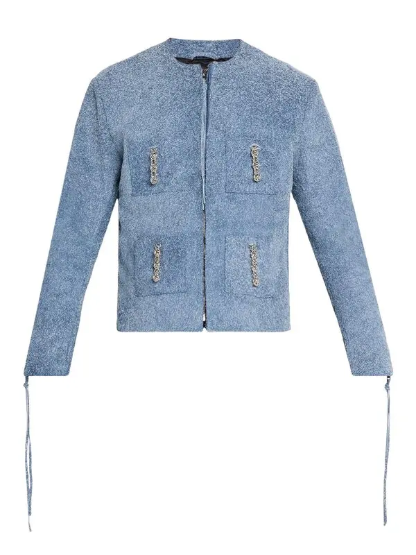 EZR Chain-embellished Suede Jacket - Blue