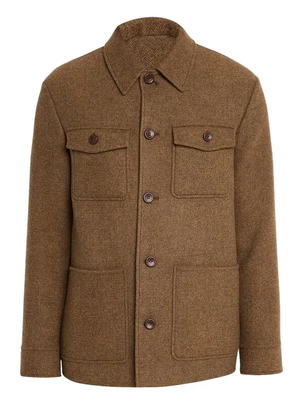 Loro Piana Devis Caban Wish Wool And Cashmere Jacket - Light Brown Chestnut