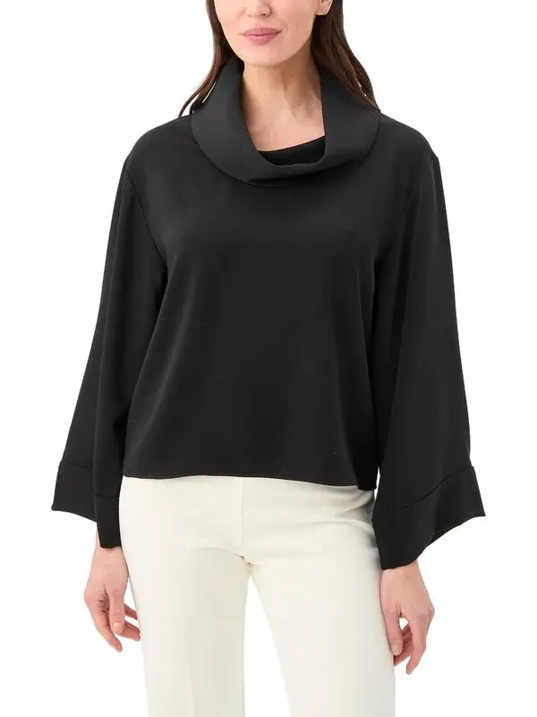 Trina Turk Staged Folded Neckline Top - Black