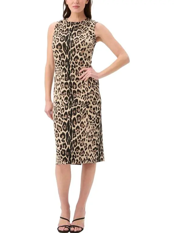 Trina Turk Leopard Print Midi Sheath Dress - Multi