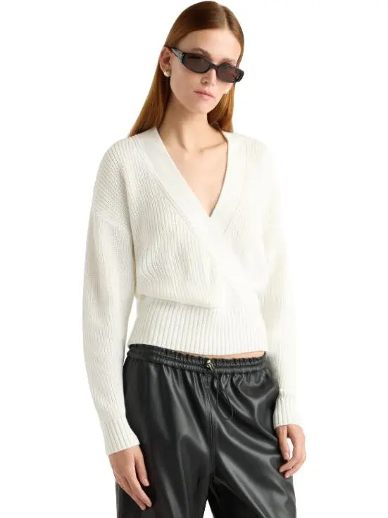 Modern Citizen Maren Cropped V-neck Sweater - White