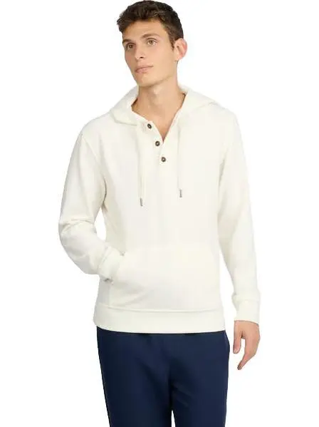 Onia Waffle Knit Half Button Hoodie - Egret