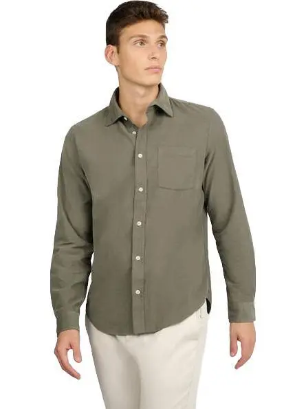 Onia Micro Cord Long Sleeve Button Down - Dark Sage