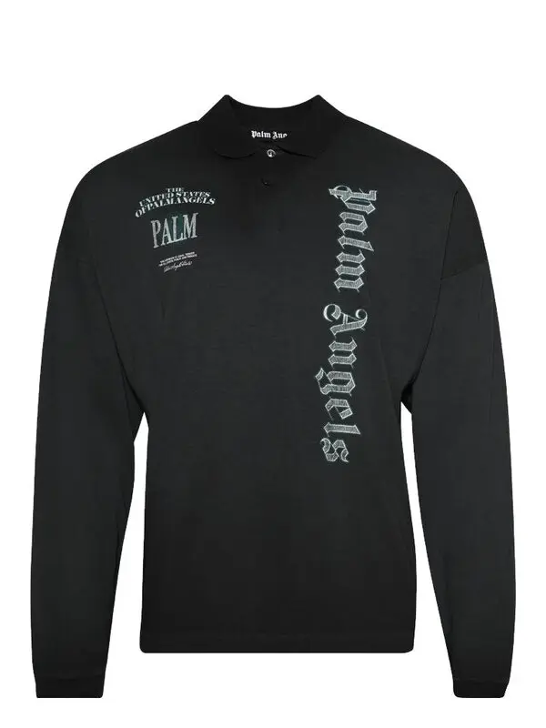 Palm Angels Dollar Long Sleeve Polo Vintage - Black