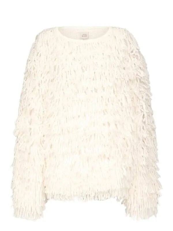 Loulou De Saison Gabin Alpaca Fringe Sweater - White