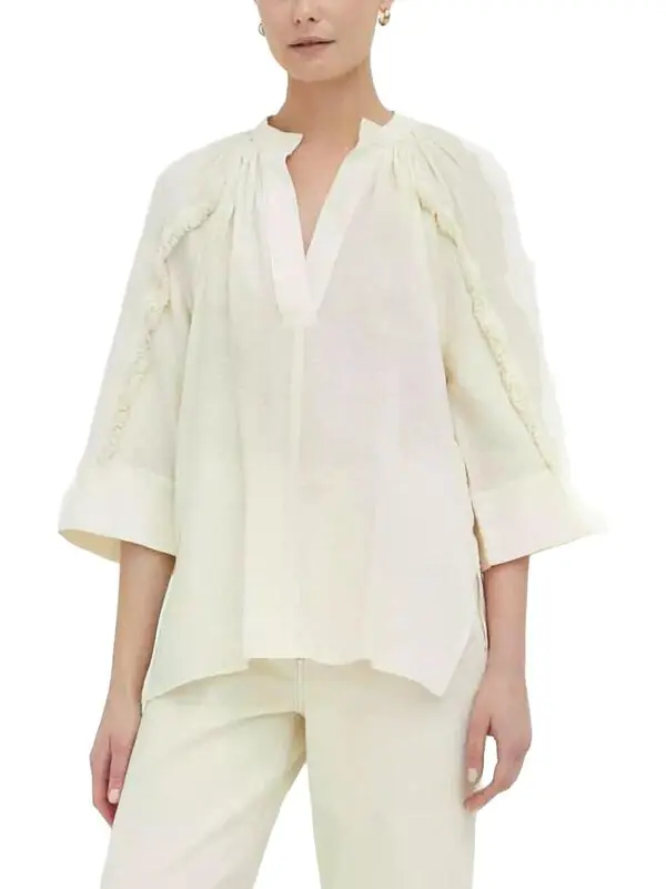 Day Birger Et Mikkelsen Fringe V-neck Blouse - White