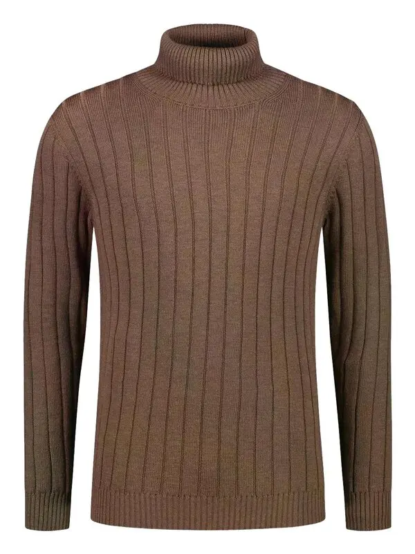 LUIGI BORRELLI Ribbed Roll-neck Sweater - Brown