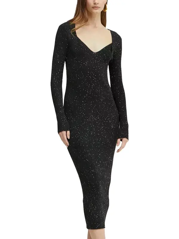 BOSS Ferima Embellished Midi Dress - Black
