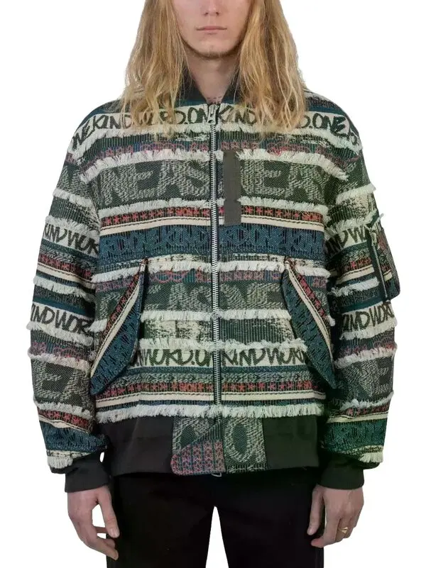Sacai X Eric Haze Jacquard-pattern Bomber Jacket - Blue