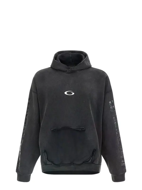 Balenciaga Tape Ripped Logo-detail Hoodie - Black