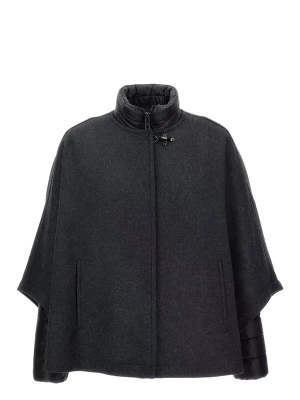 FAY Hook-fastening Wool Cape - Black