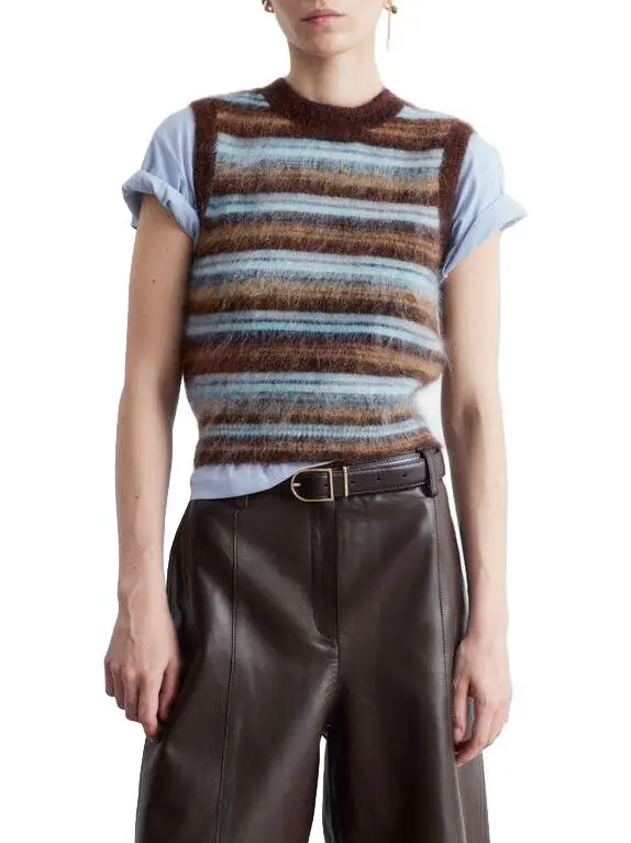 & Other Stories Stripe Wool & Mohair Blend Sweater Vest - Beige Dark
