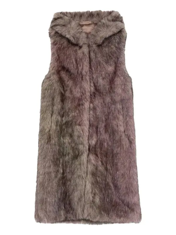 BETTA CORRADI Hooded Faux-fur Vest - Grey