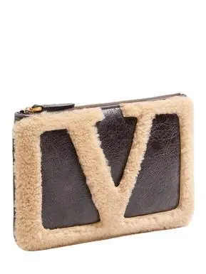 Valentino Garavani Viva Superstar Sheepskin Pouch - Beige