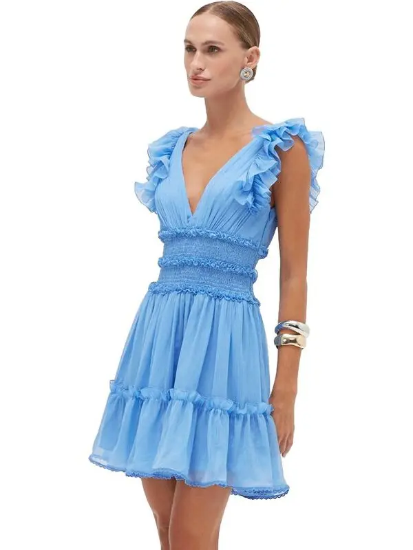 PatBO Chiffon Flutter Mini Dress - Blue