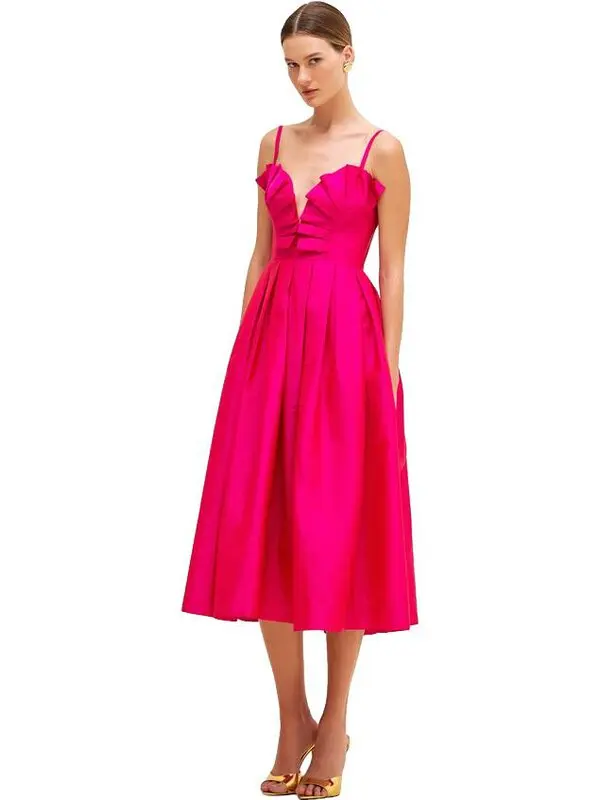 PatBO Taffeta Bloom Midi Dress - Pink