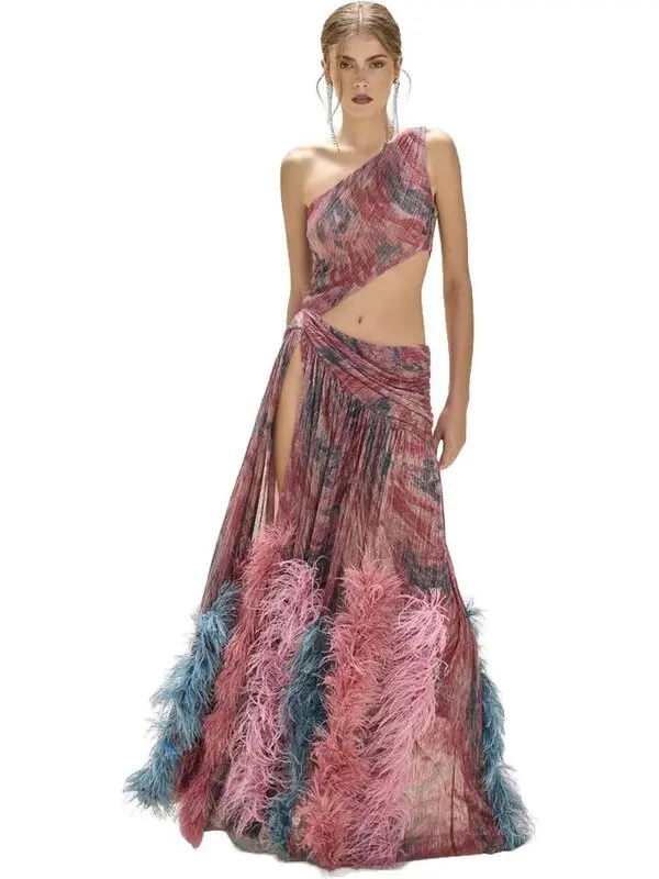 PatBO Twist Feather Gown - Pink