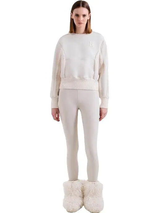 Rudsak Crewneck Sweatshirt With Faux Shearling Trim - White