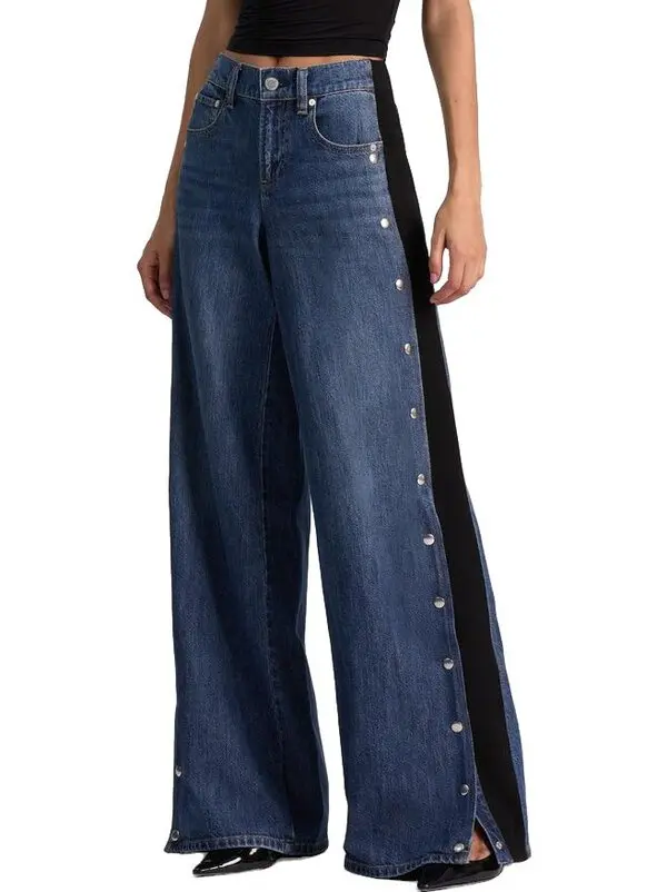 Alice + Olivia Amazing Snap Wide Leg Jeans - Natural