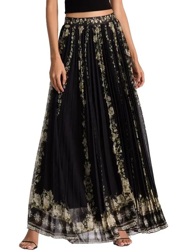 Alice + Olivia Katz Pleated Maxi Skirt - Floral