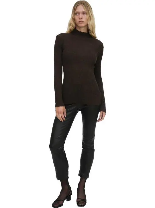 Rosetta Getty Plissé Turtleneck - Brown