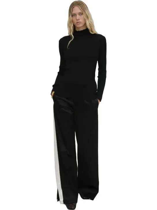 Rosetta Getty Plissé Turtleneck - Black