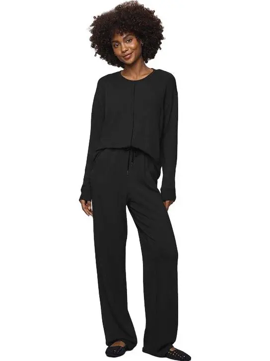 Splendid Supersoft Trim Wide Leg Pant - Black